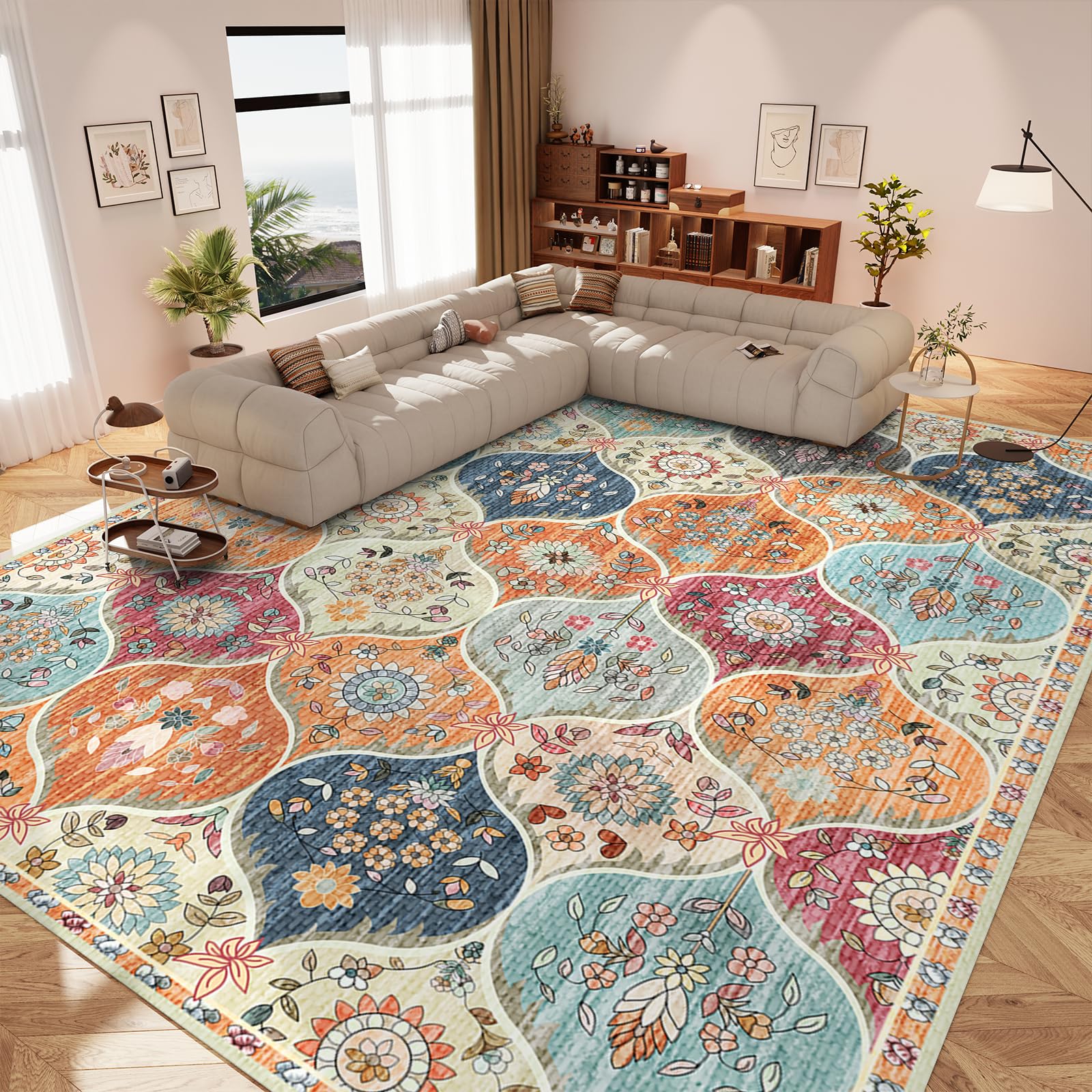 IKALIFE Vintage Washable Rug 5x7 - Machine Washable Floral Area Rugs ...