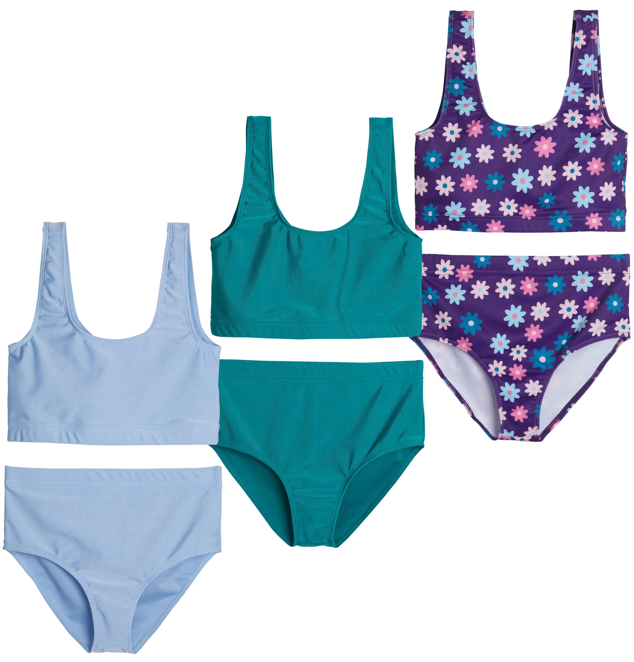 Real Essentials 3 Pack: Girls Two Piece Swimsuit Bathing Swim Suit Girl ...