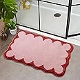 Amazon.com: Urtlmaji Scalloped Bath Mats Pink Bathroom Rugs Non Slip ...