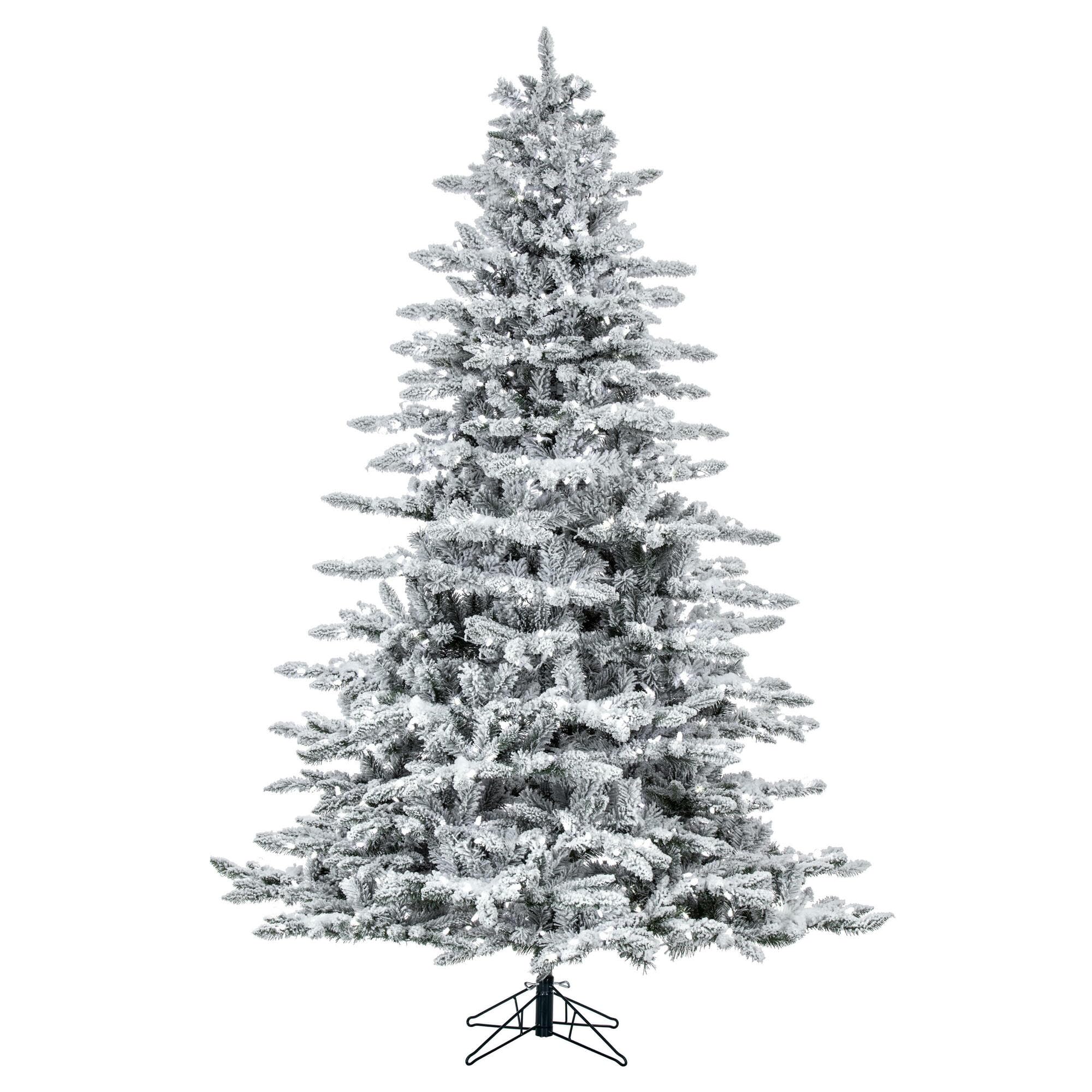Vickerman 7.5' Pre-Lit Artificial Flocked Utica Fir Tree with 850 Pure ...