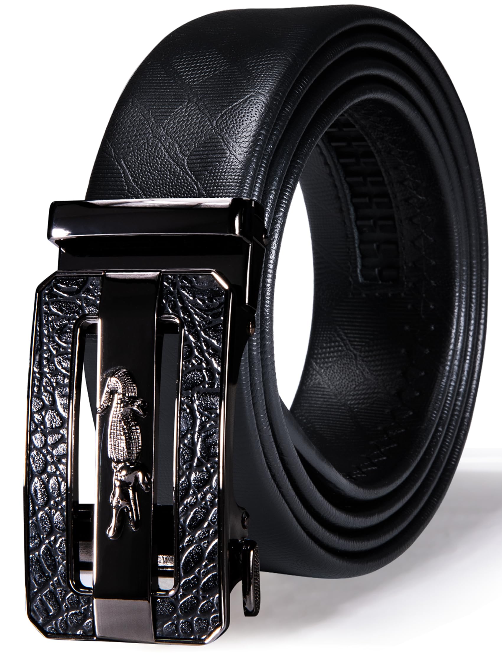Barry.Wang Mens Ratchet Belt,Bat Buckle Belts Leather Slide Strap Mardi ...