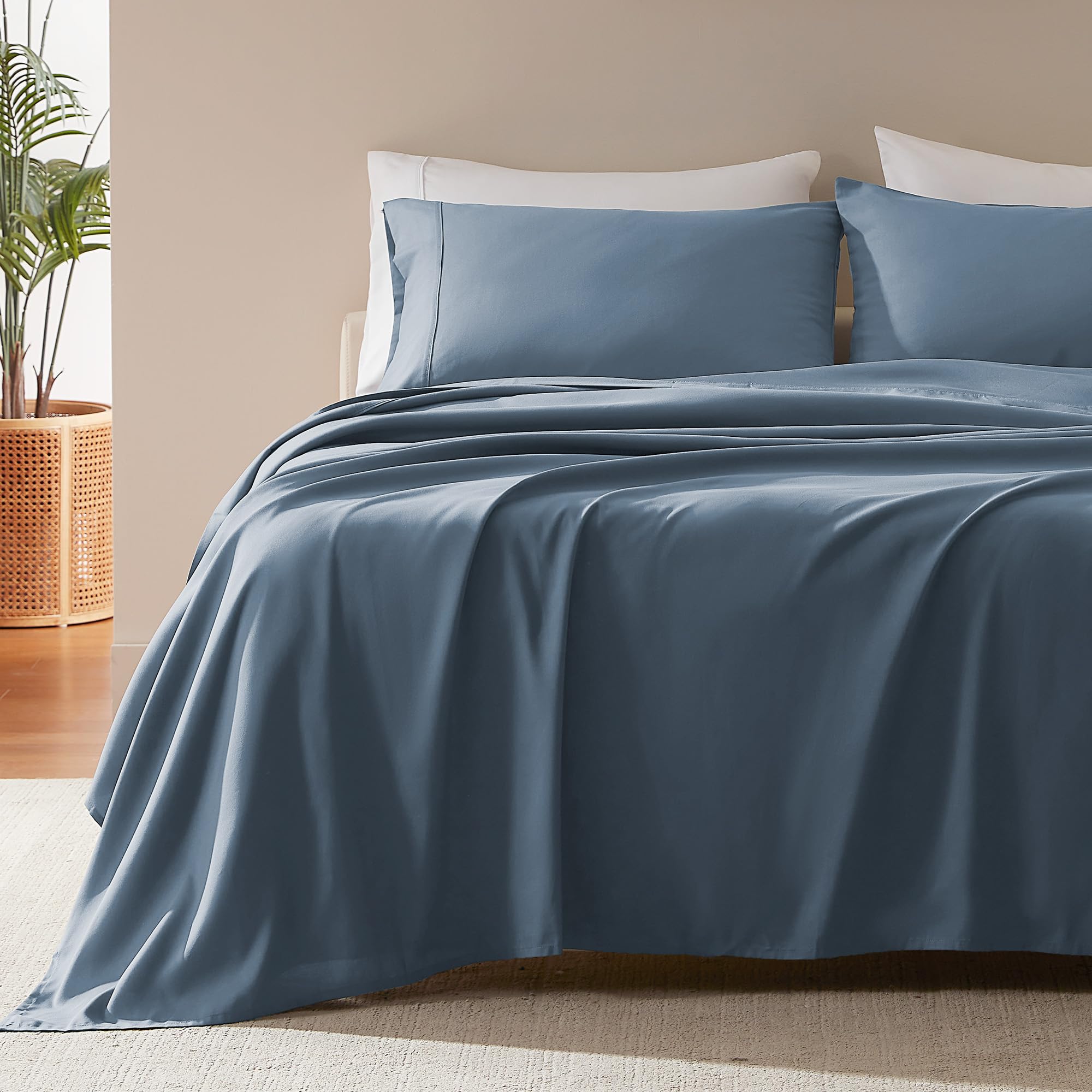 SLEEP ZONE Nanotex Super Soft Cooling Full Size Bed Sheets Set 4 Piece ...