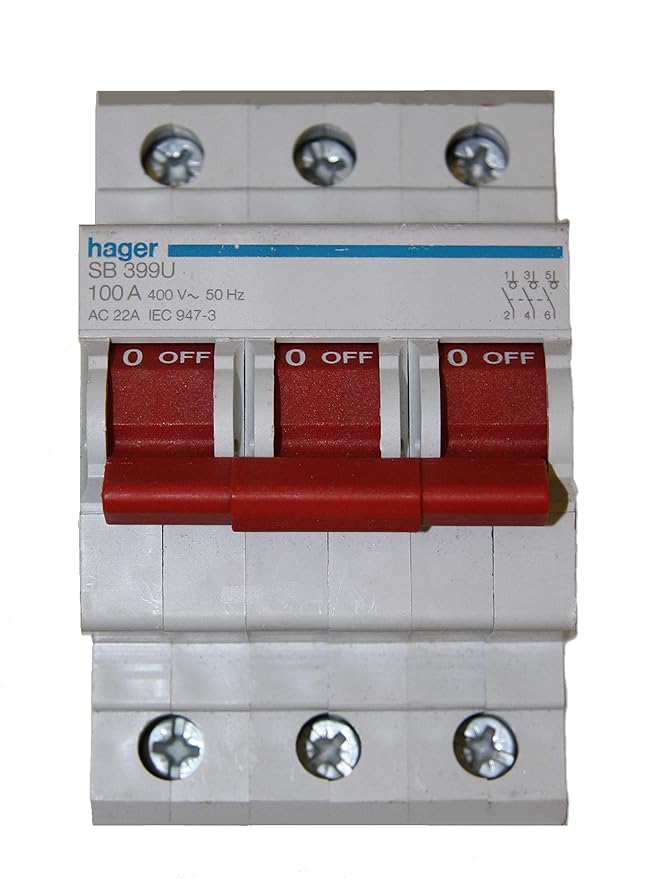 HAGER 100 AMP MAIN SWITCH 3 POLE SB399U DISCONNECTOR 552956: Amazon.co ...