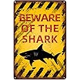 Amazon.com: Vintage Shark Metal Sign Beware of Shark Aluminum Sign ...