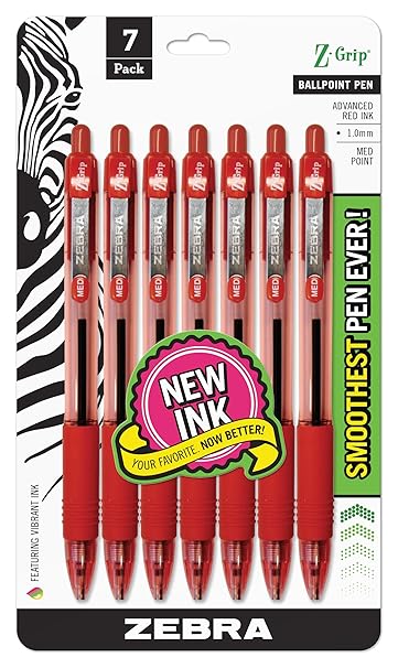 Zebra Pen Z-Grip Retractable Ballpoint Pen, Medium Point, 1.0mm, Red ...