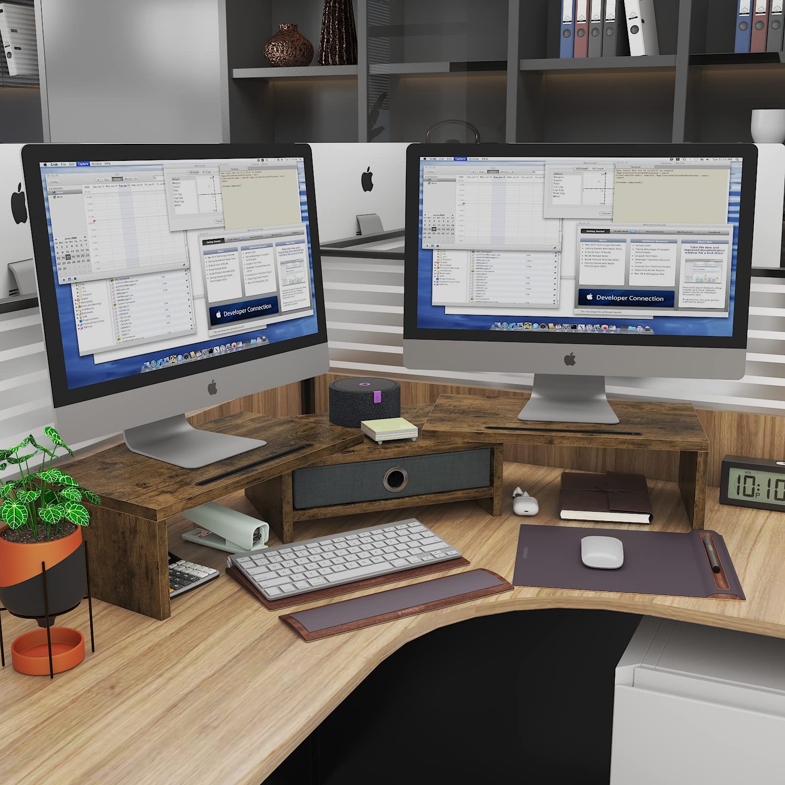 Mua WESTREE Dual Monitor Stand Riser with Drawer, 3 Shelf Computer ...