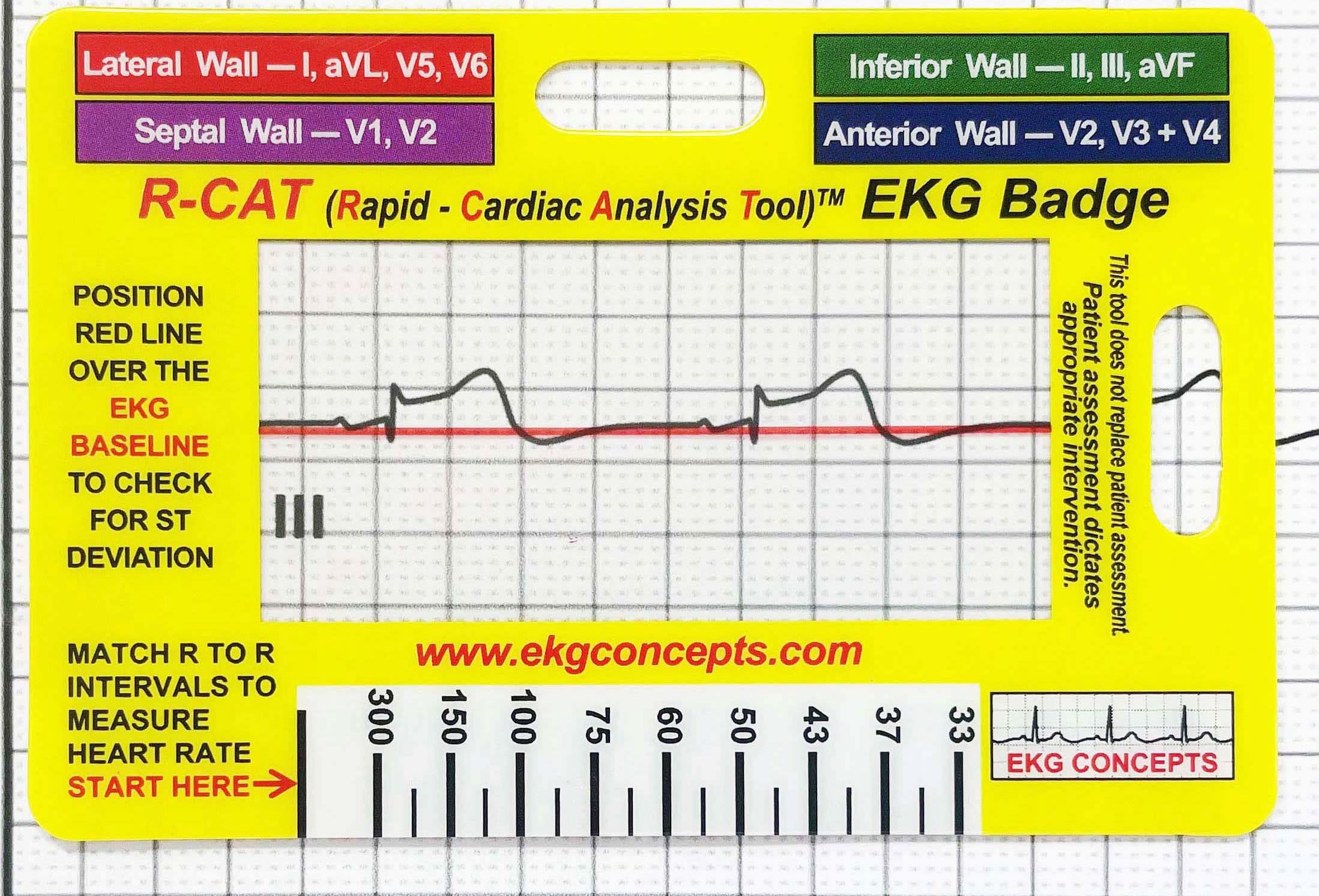 Mua R-CAT EKG Badge Card – Accurately Interpret ECG/EKG Rhythm Strips and 12 Lead EKG without ...