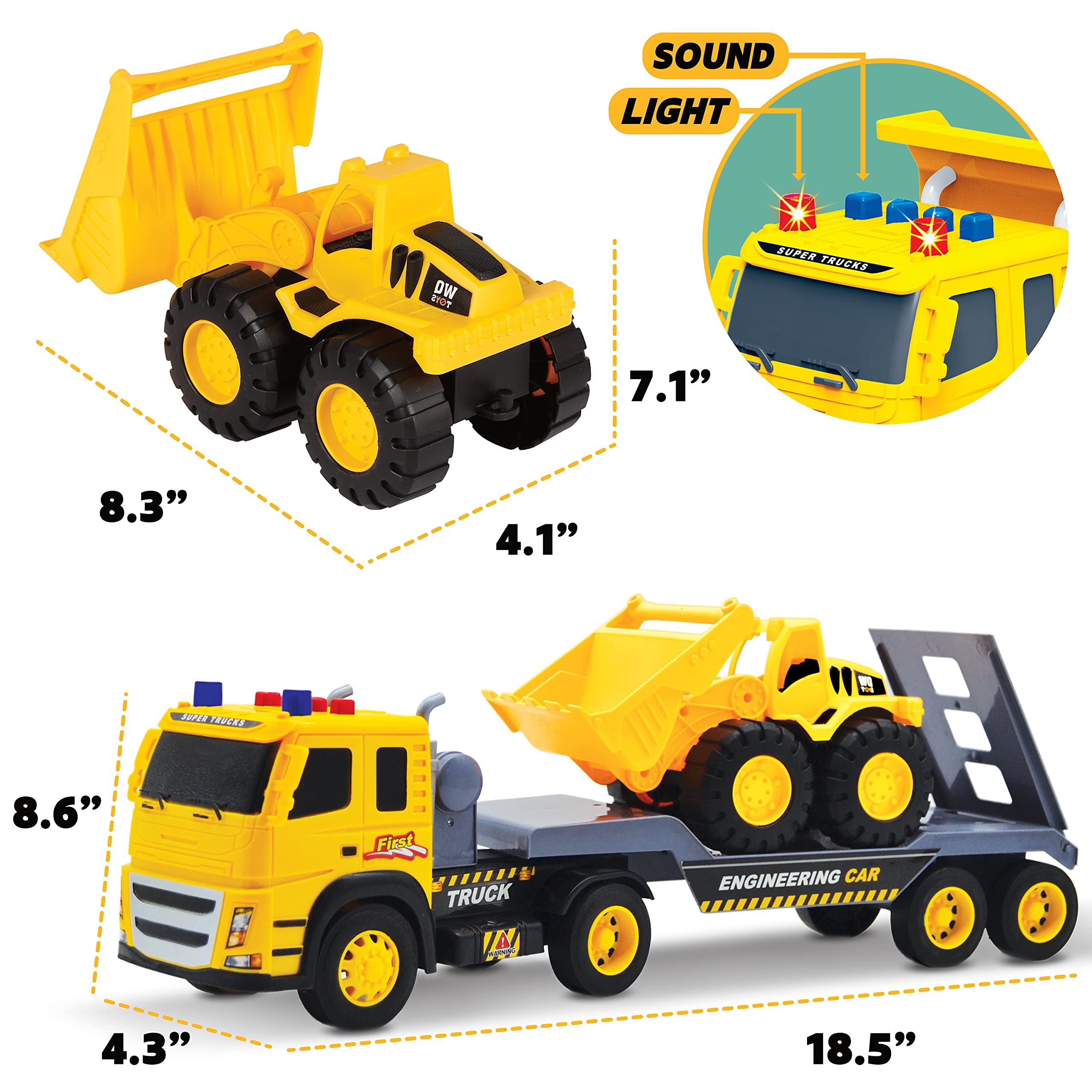 Mua MOBIUS Toys Flatbed Truck with Excavator Tractor Toy - 1:12 Scale ...