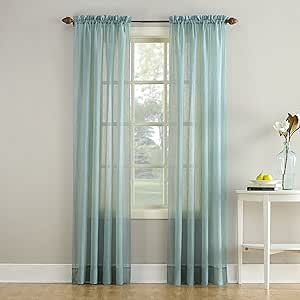 Amazon.com: No. 918 Erica Crushed Sheer Voile Rod Pocket Curtain Panel, 51" x 84", Mineral Blue ...