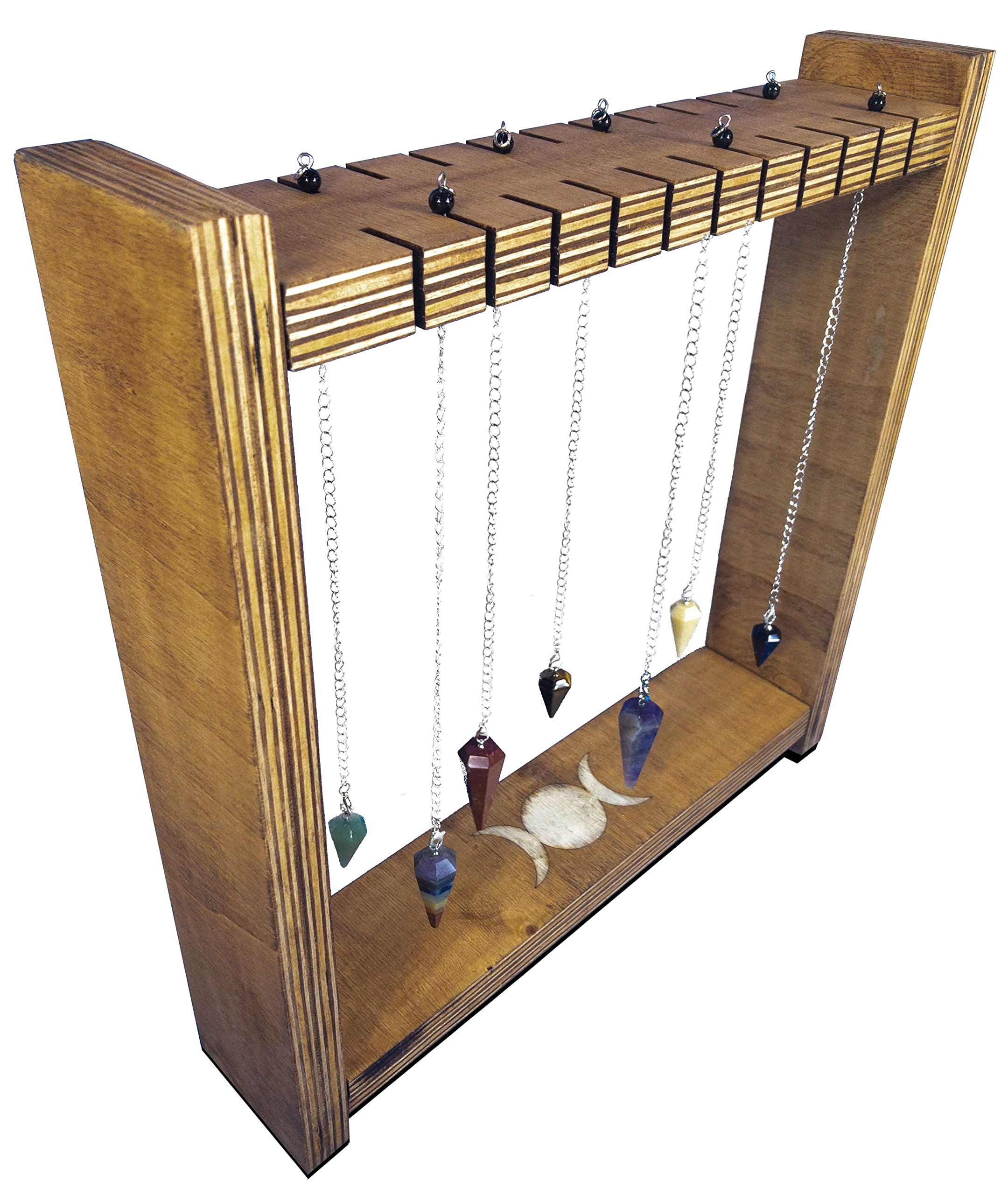Triple Moon Goddess Wooden Pendulum Stand, Healing Crystal Shelf ...