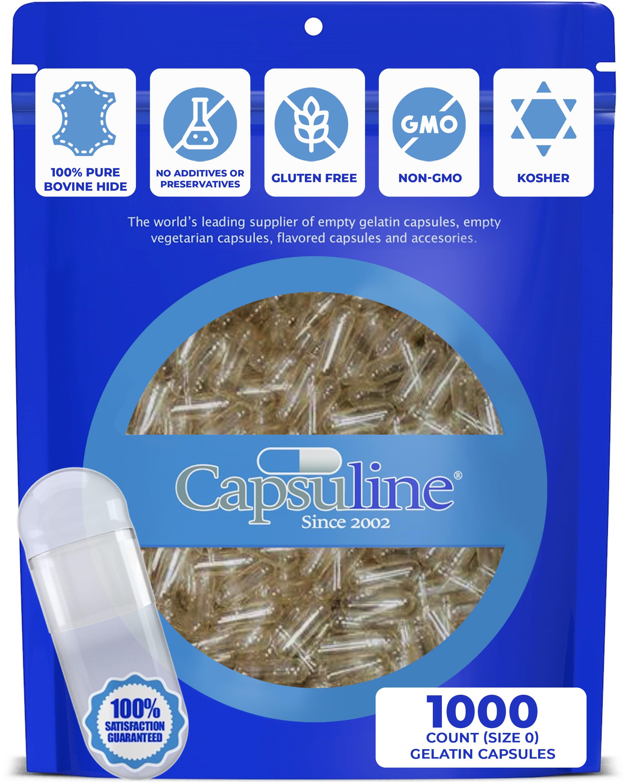 Mua Capsuline Size 0 Gelatin Empty Capsules, 1000 Count, Empty Gel Pill ...