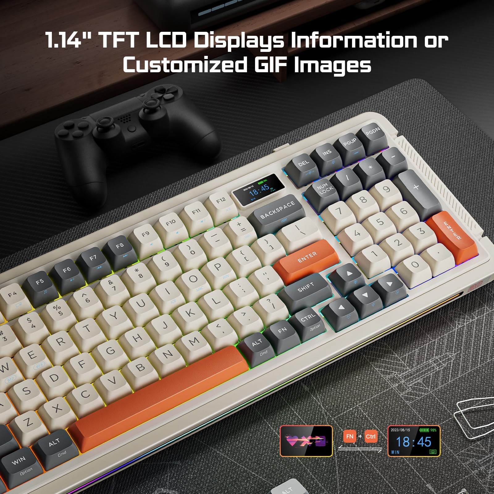 Mua L98 Wireless Mechanical Keyboard with 1.14” TFT LCD, Hot-swappable ...