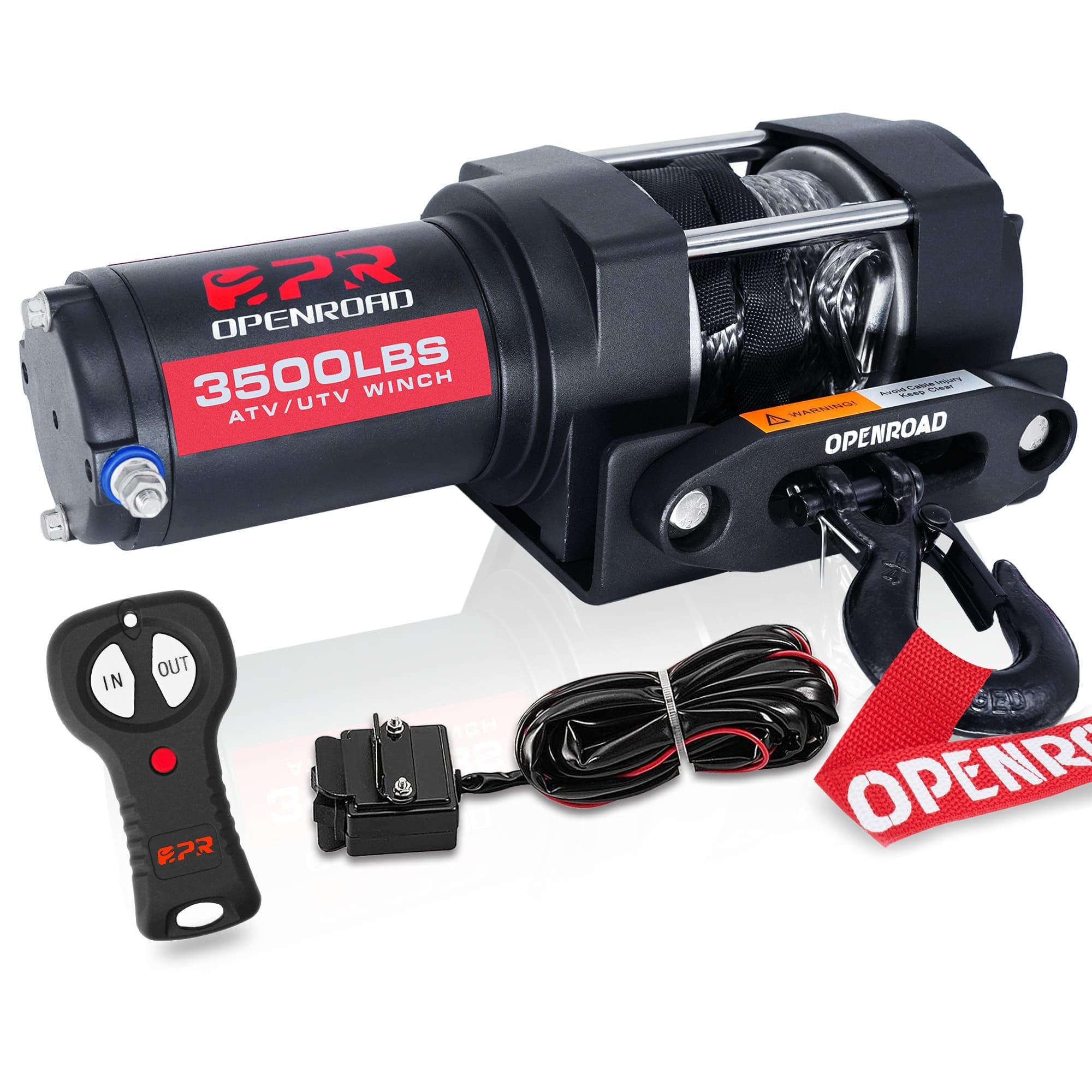 OPENROAD 3500 lb ATV/UTV Winch?Black Heavy Duty 12V Electric ATV Winch ...