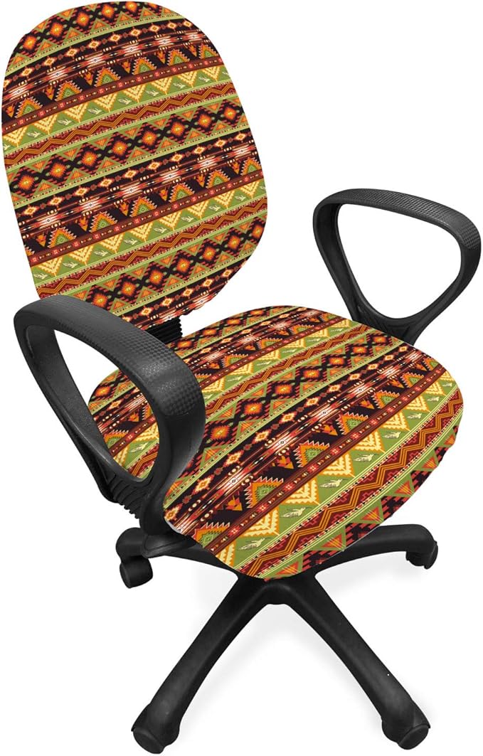 Amazon.com: Lunarable Aztec Office Chair Slipcover, Colorful Pattern ...