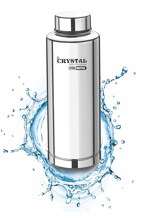 Buy Crystal Stainless Steel Water Bottle, 1 Liter, Silver Online at Low ...