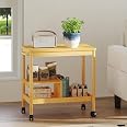 Amazon.com: Kinsuite 3-Tier Bamboo Storage Cart - 23" H Kitchen Storage ...