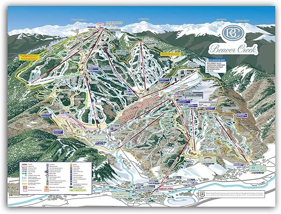 Amazon.com: Beaver Creek Ski Resort Trail Map Poster Framed or Unframed ...