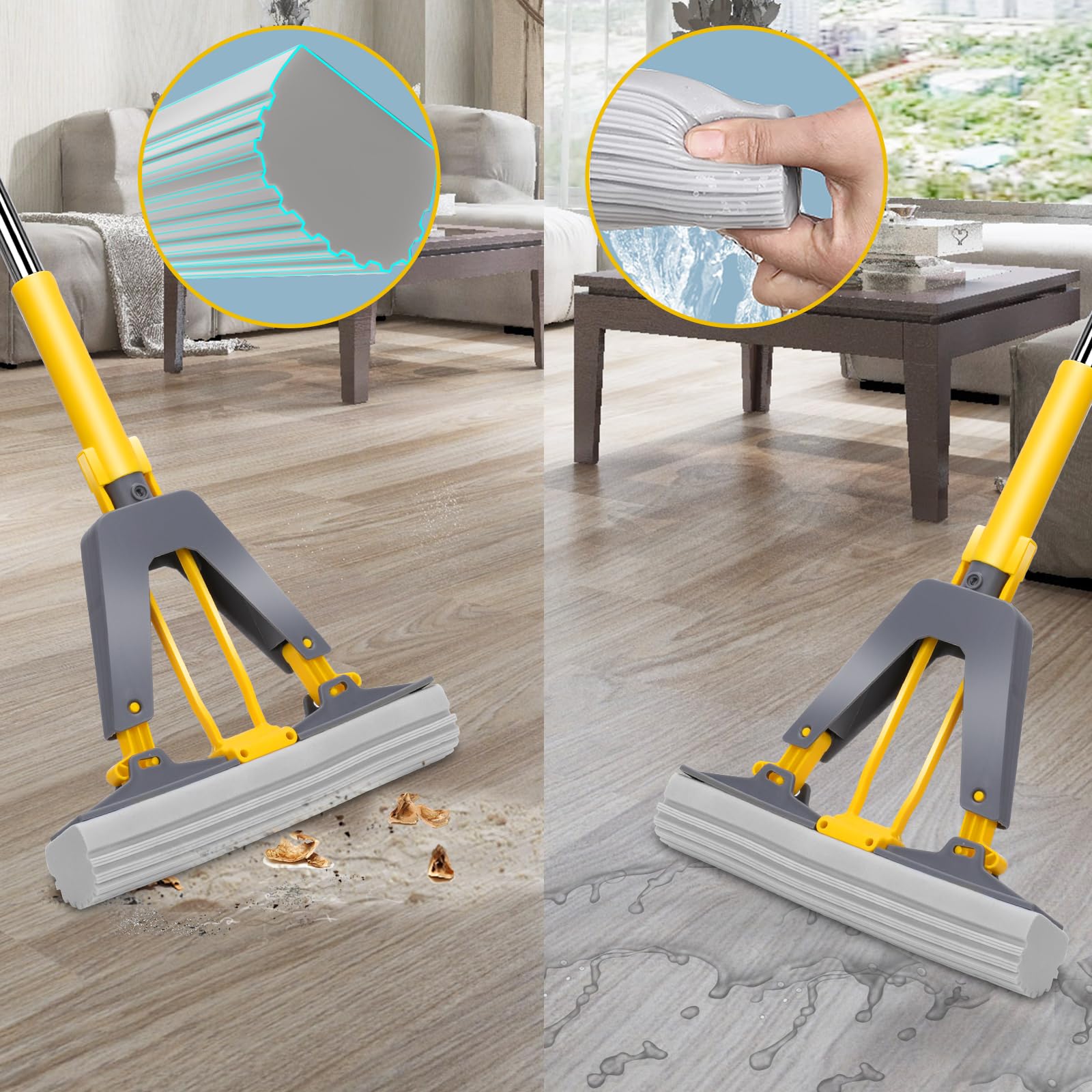Mua Nolopau Sponge Mop with Self-Squeeze Feature, Stainless Steel ...