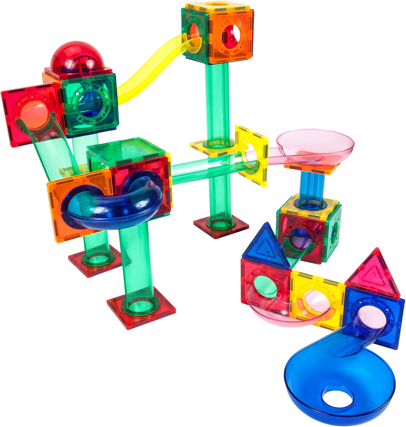 PicassoTiles 70 Piece Marble Run Race Track Magnetic Tiles Magnet ...