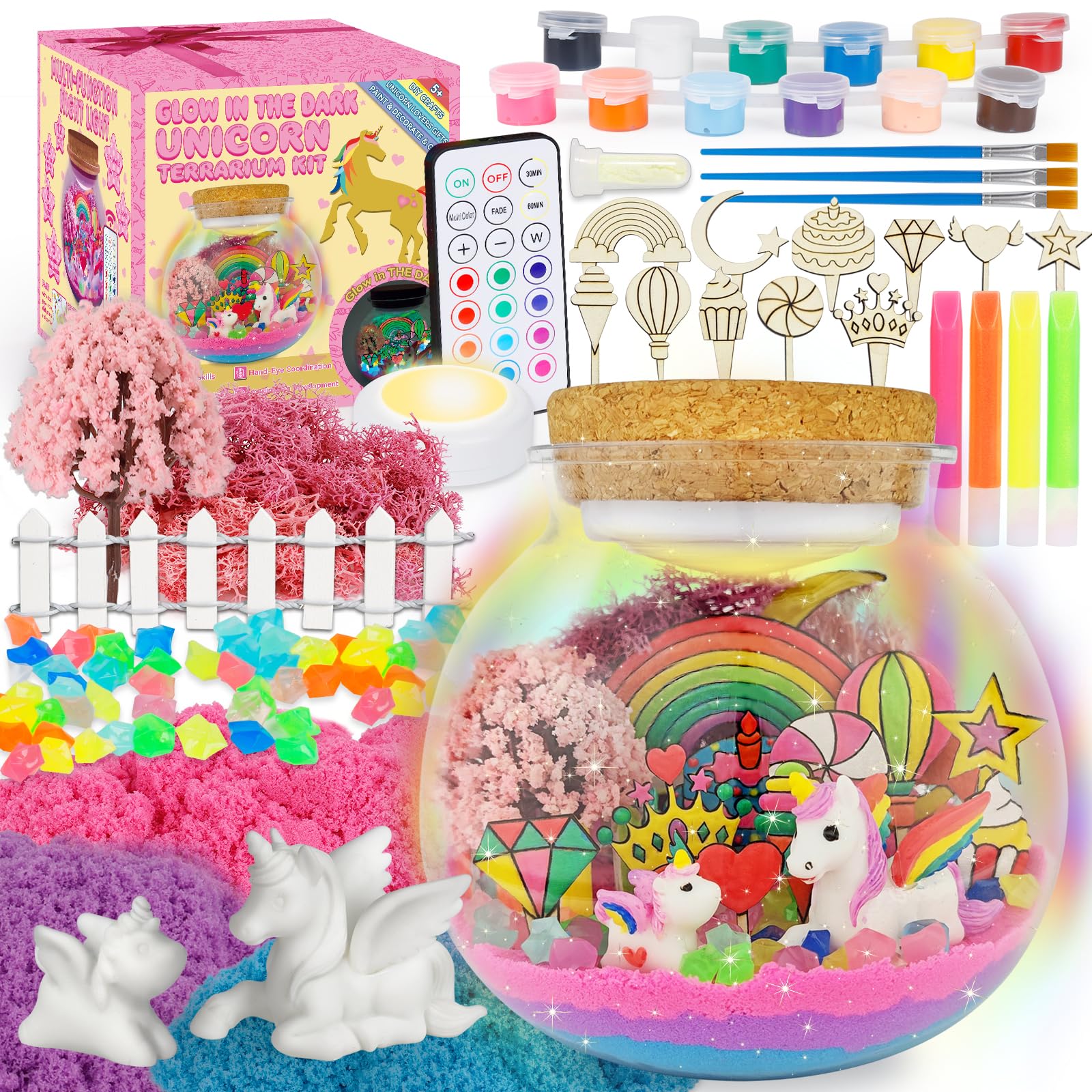 Unicorn Terrarium Kit for Kids - Arts & Crafts Activities Kit with Glow ...