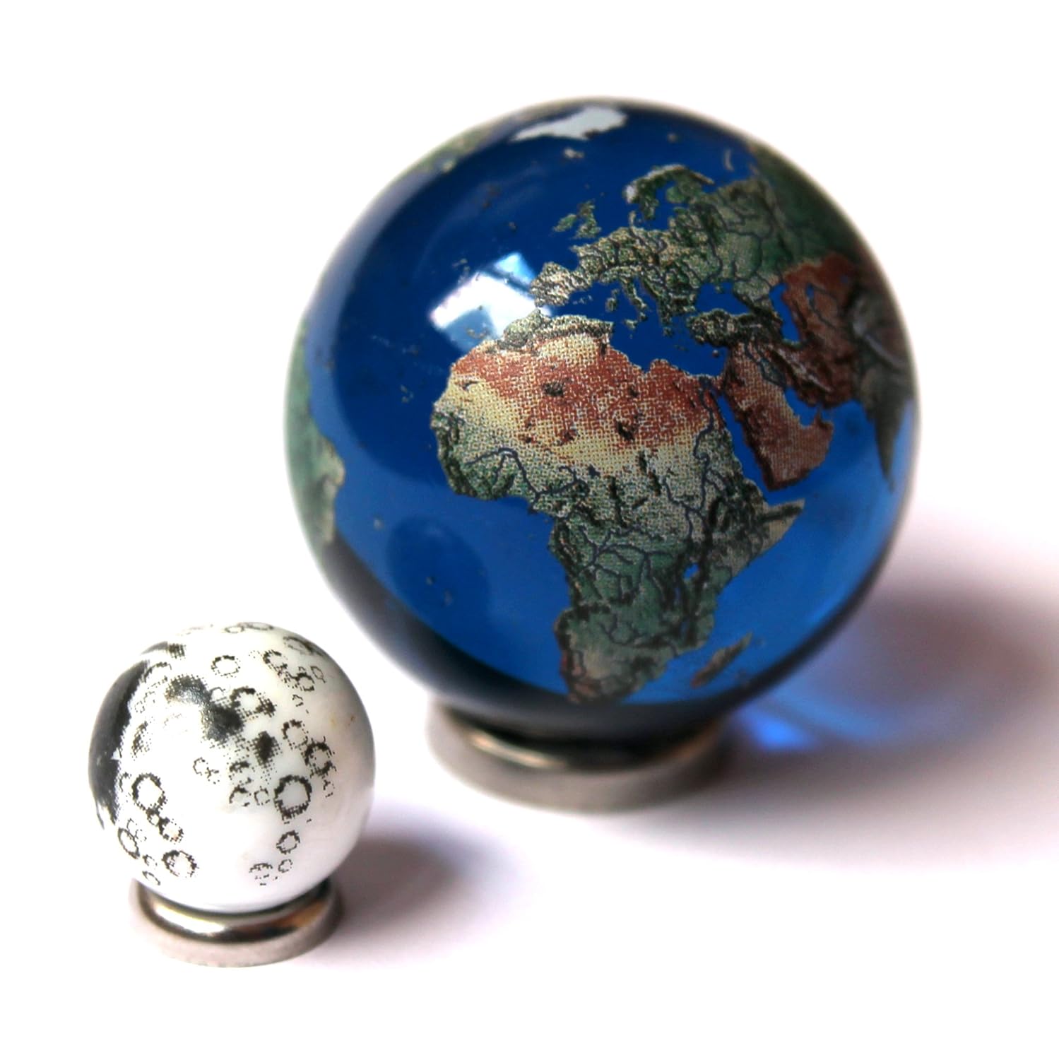 West End Collectables Earth And Moon to Scale Marble Set - 35mm (1.4 ...