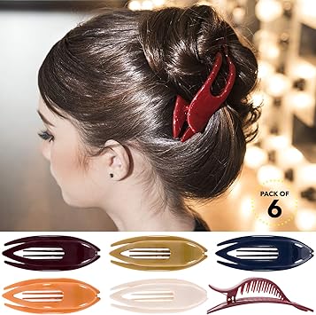 RC ROCHE ORNAMENT 6 Pcs Womens French Concord Curved Hair Clip No Slip ...