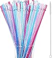 Amazon.com: 50 Pieces Reusable Drinking Straw Thick Plastic Straws with ...