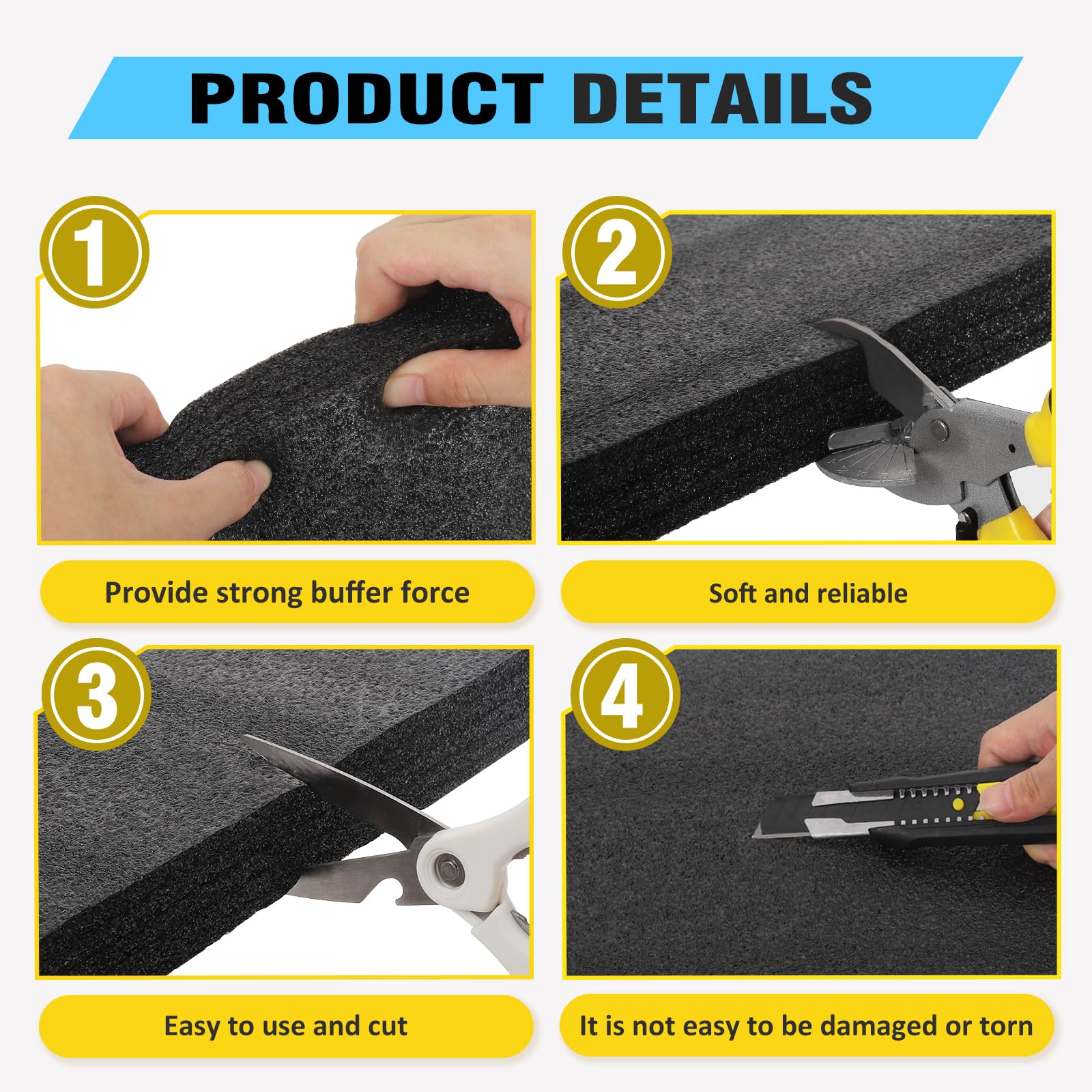 Mua Black Customizable Polyethylene Foam Sheets,2PACK 12 x 16 x 1INCH ...