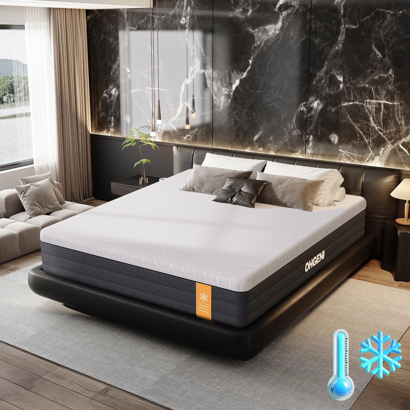 OhGeni 12 Inch Queen Size Mattress, Cooling Gel Memory Foam Bed ...