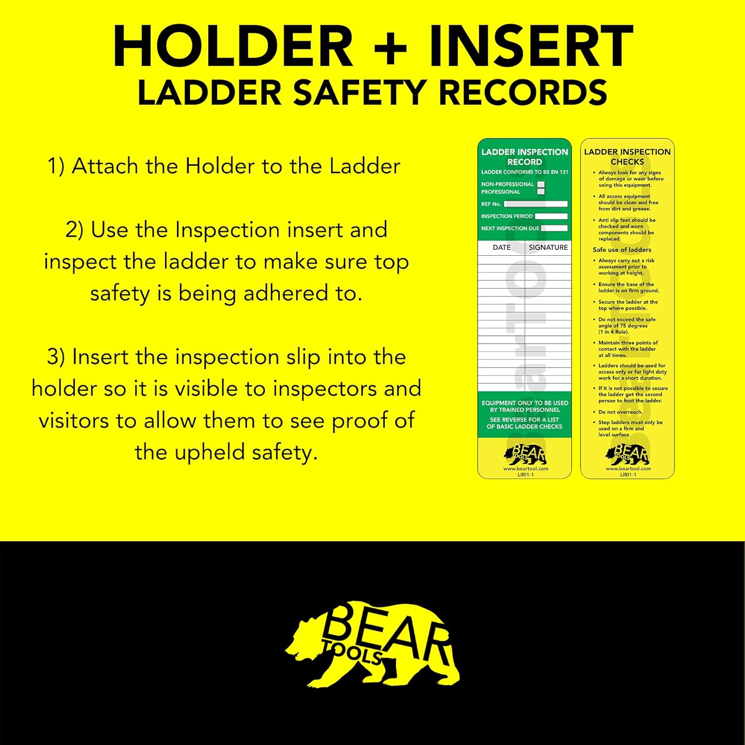 BearTOOLS Ladder Inspection Record Kit, Weatherproof, Keep Your Ladder ...