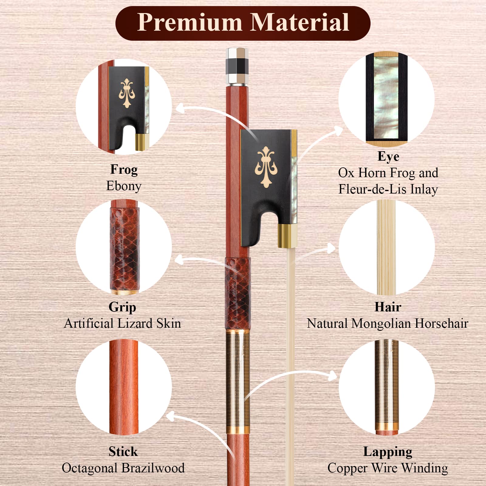 Mua Poseidon Violin Bow 4/4 Brazilwood Violin Bows-Performance Bows ...
