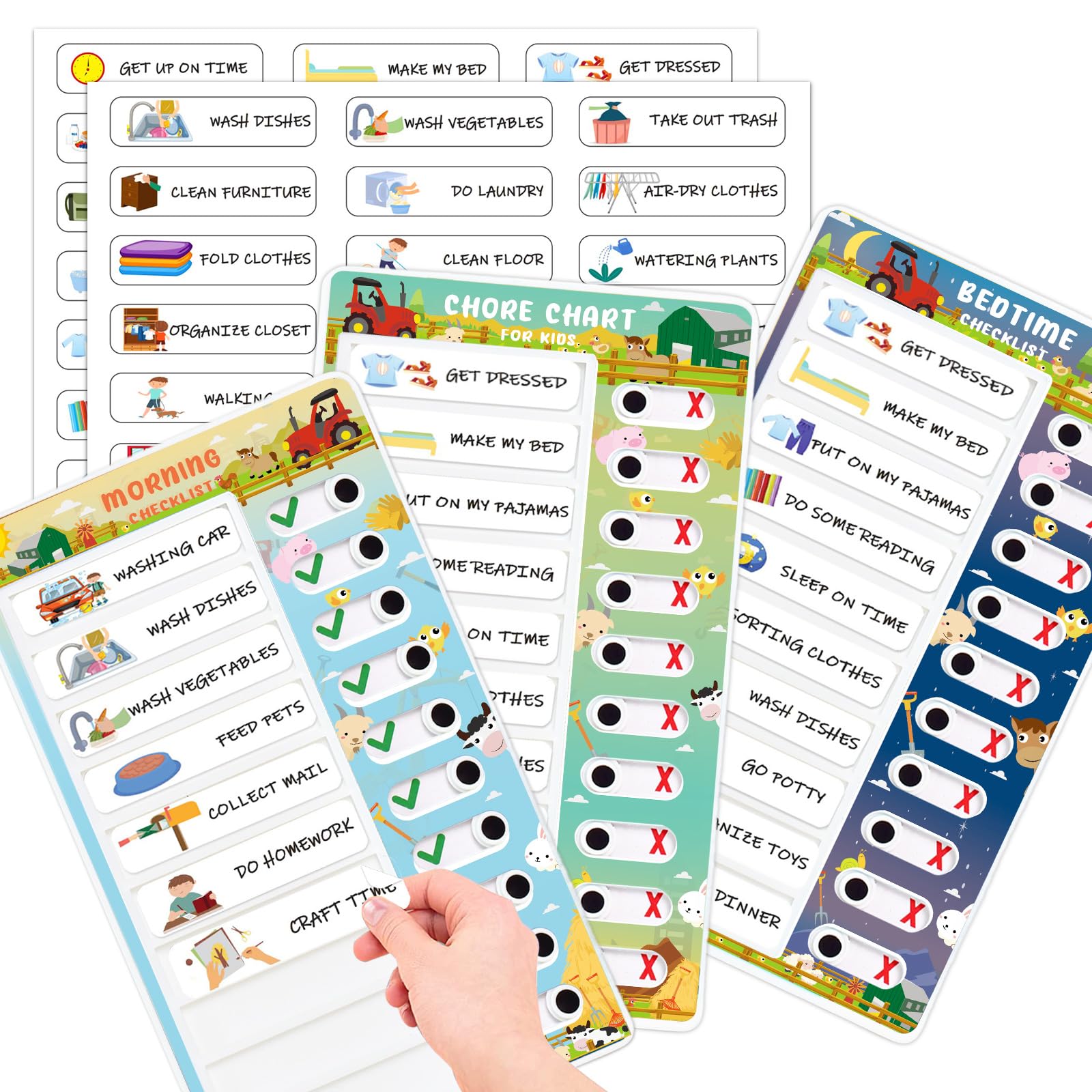 Chore Chart for Kids Morning Bedtime Routine Chart for Toddler Magnetic ...