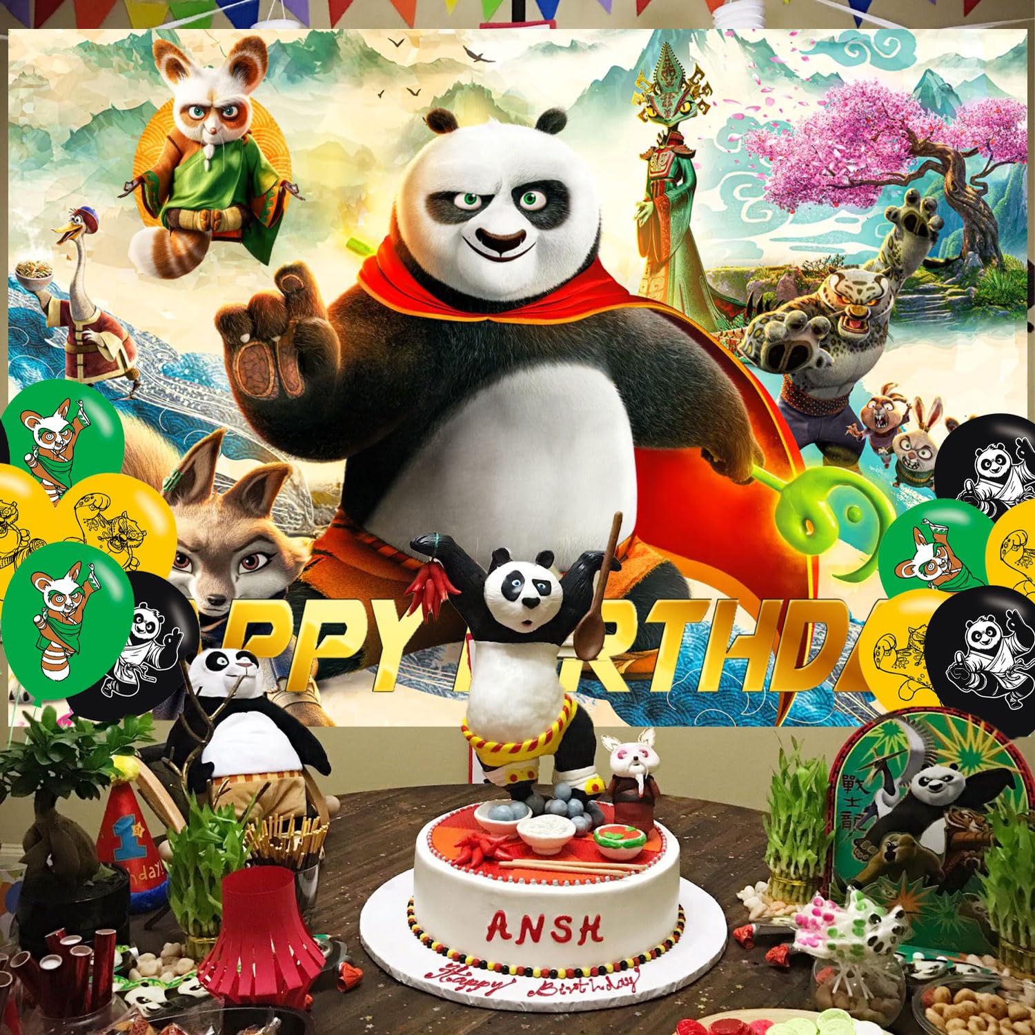 Mua 𝗞𝘂𝗻𝗴 𝗙𝘂 Birthday Backdrop,Panda 4 Poster for 𝗞𝘂𝗻𝗴 𝗙𝘂 Panda Theme ...