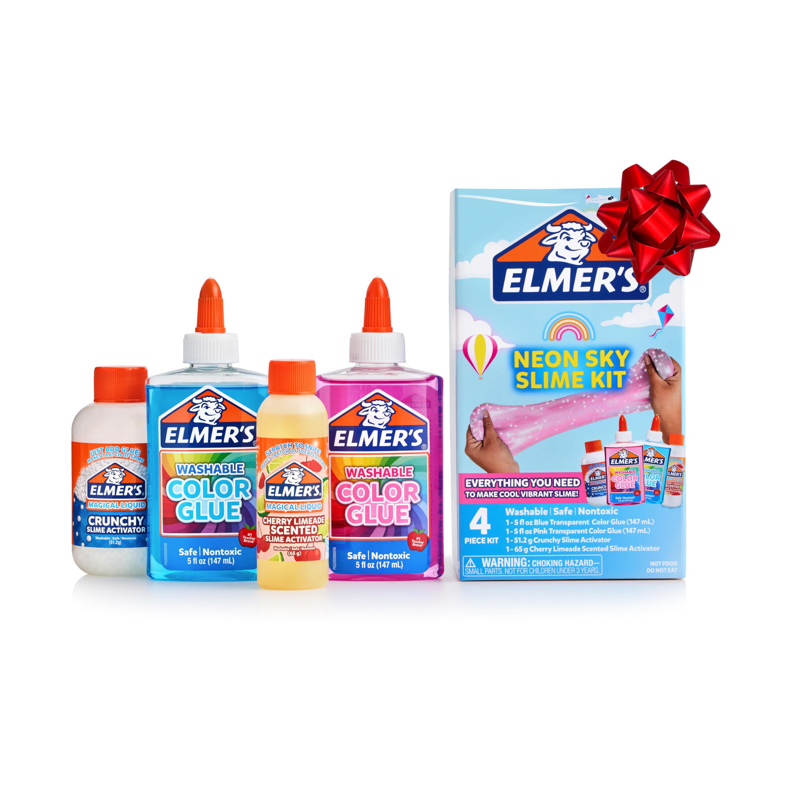 Elmer’s Neon Sky Slime Kit, Includes Transparent Color Liquid Glue ...