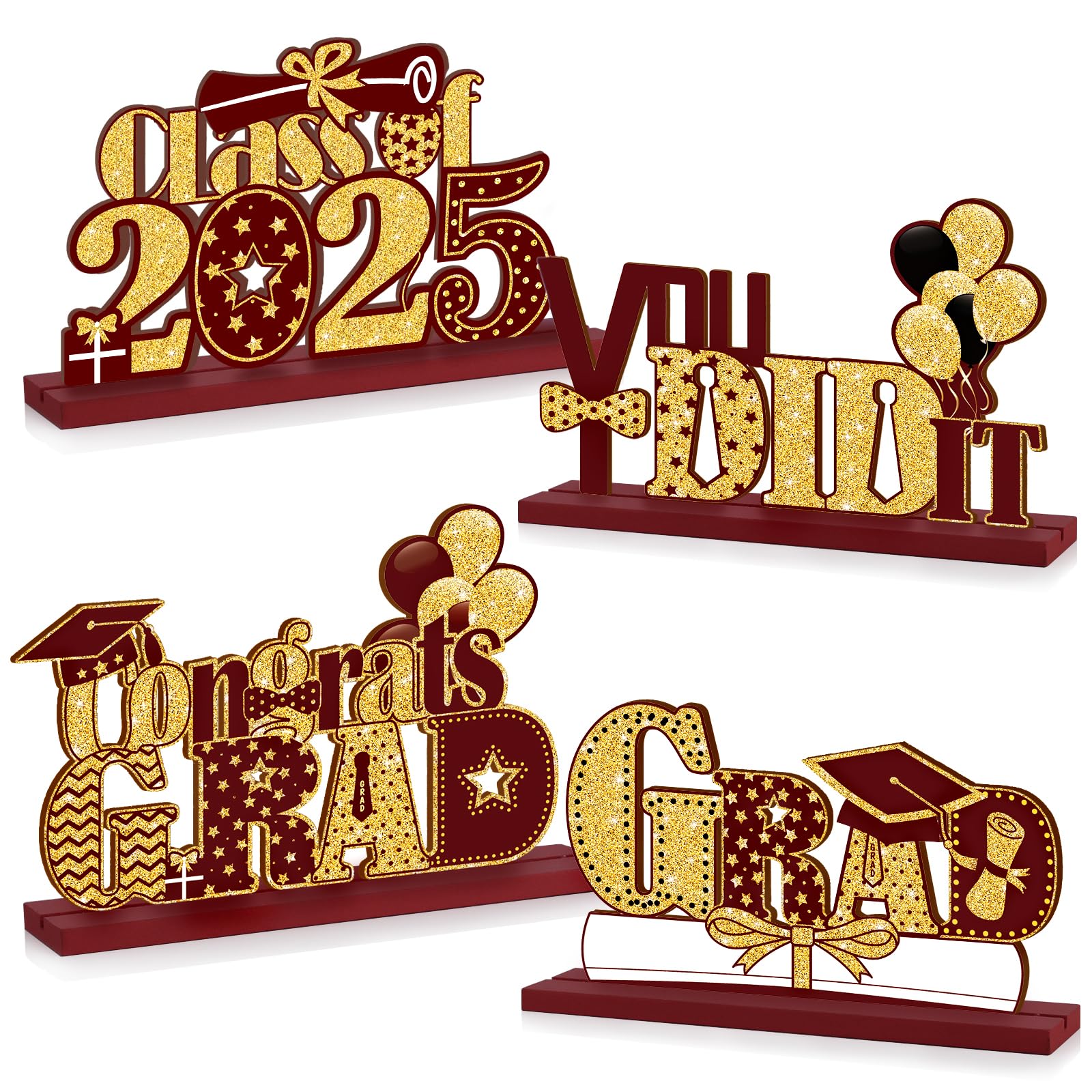 4 Pieces 2025 Graduation Party Decorations Wooden Class of 2025 Table ...