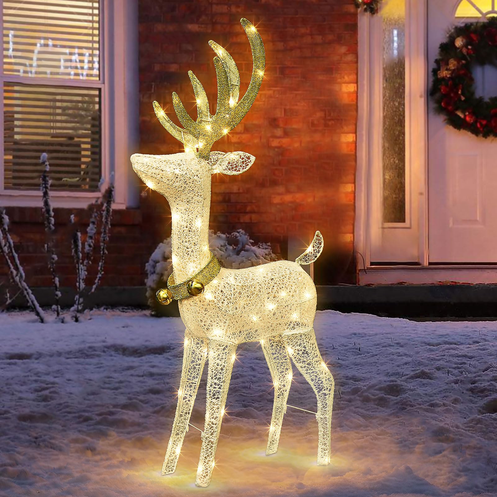 PEIDUO Christmas Reindeer Decorations, Outdoor Lighted Reindeer Yard ...