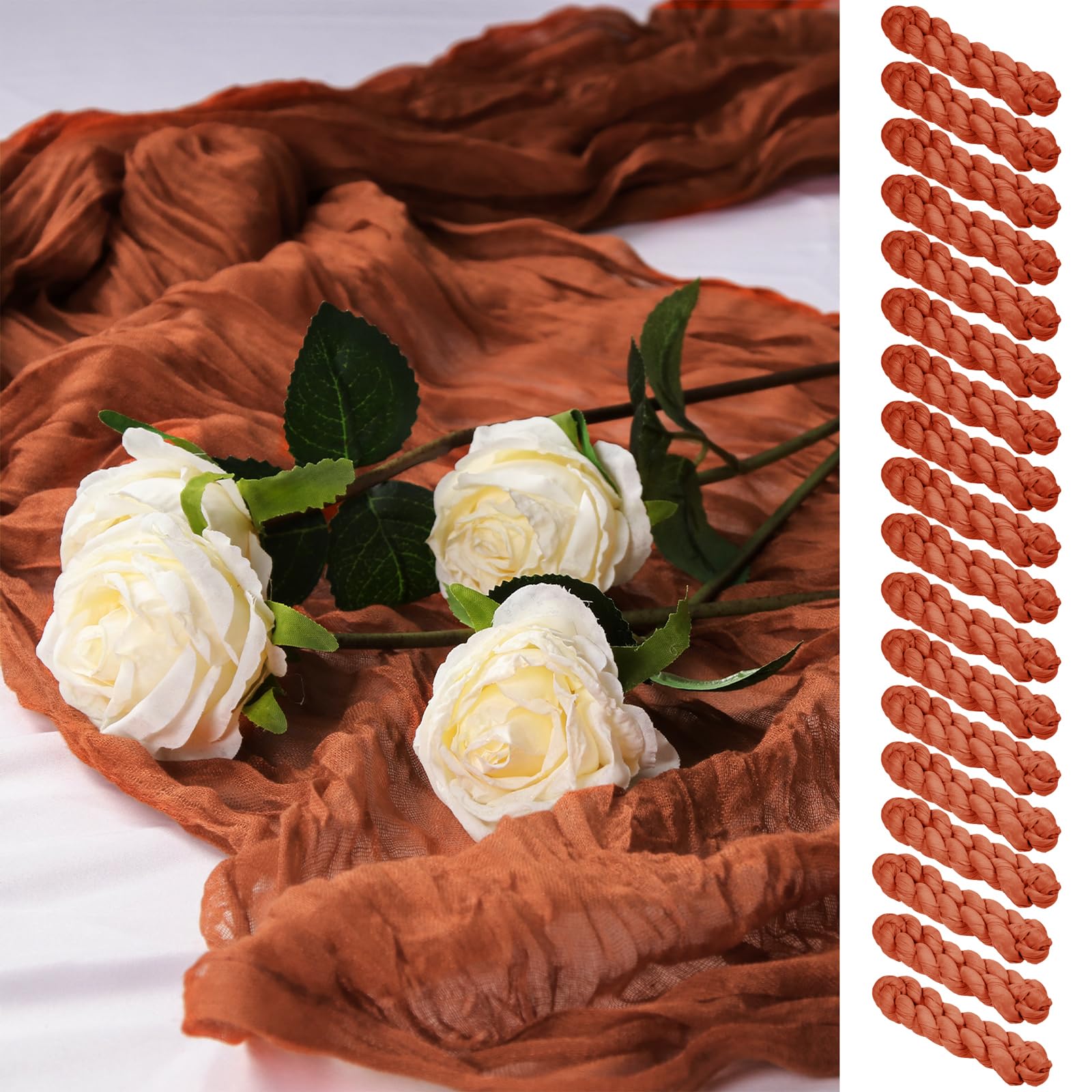 Herda 18 Pack 13.3Ft Cheesecloth Table Runner, Boho Gauze Table Runner ...