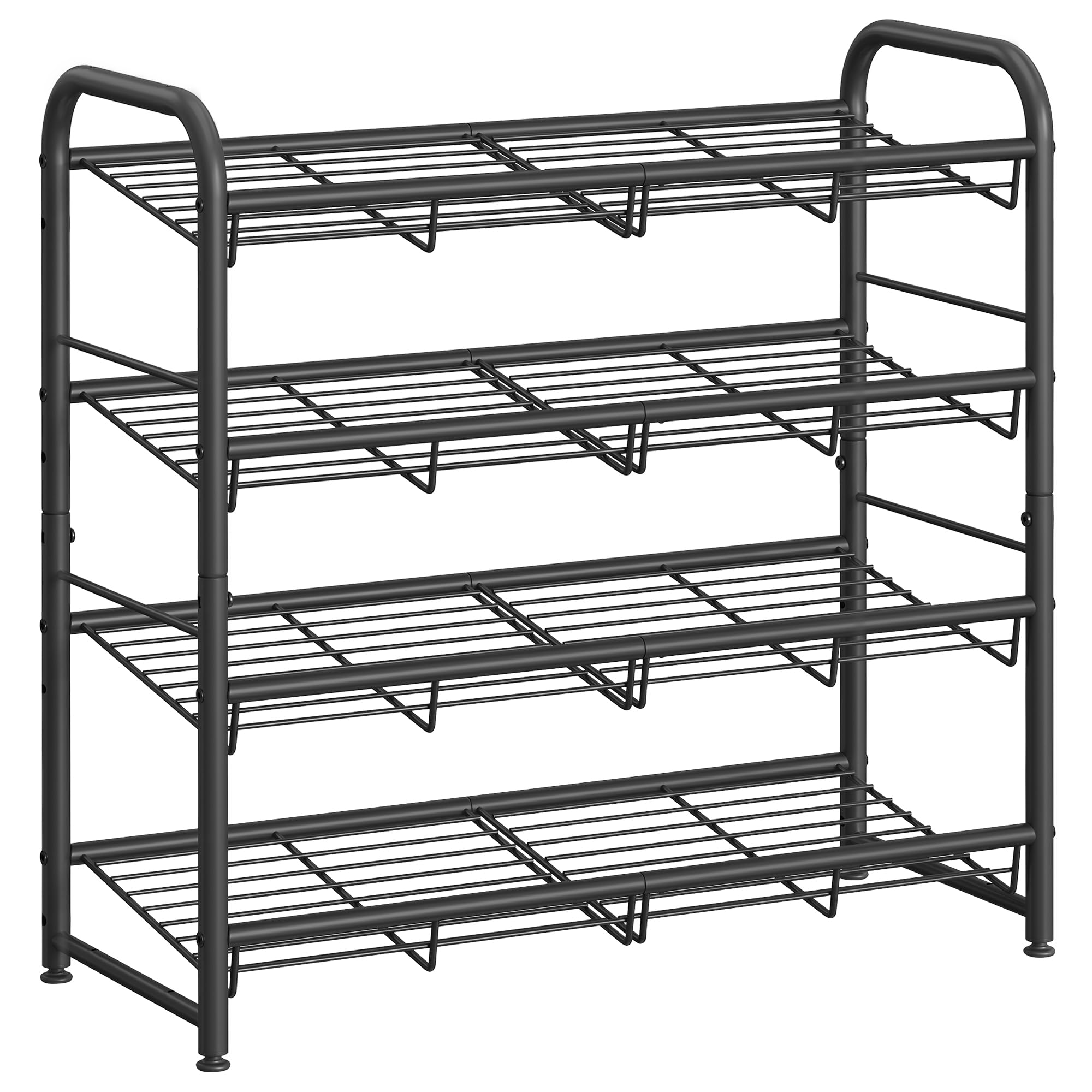 SONGMICS Stackable Shoe Rack, 4 Tier Metal Shoes Rack Storage Shelf ...