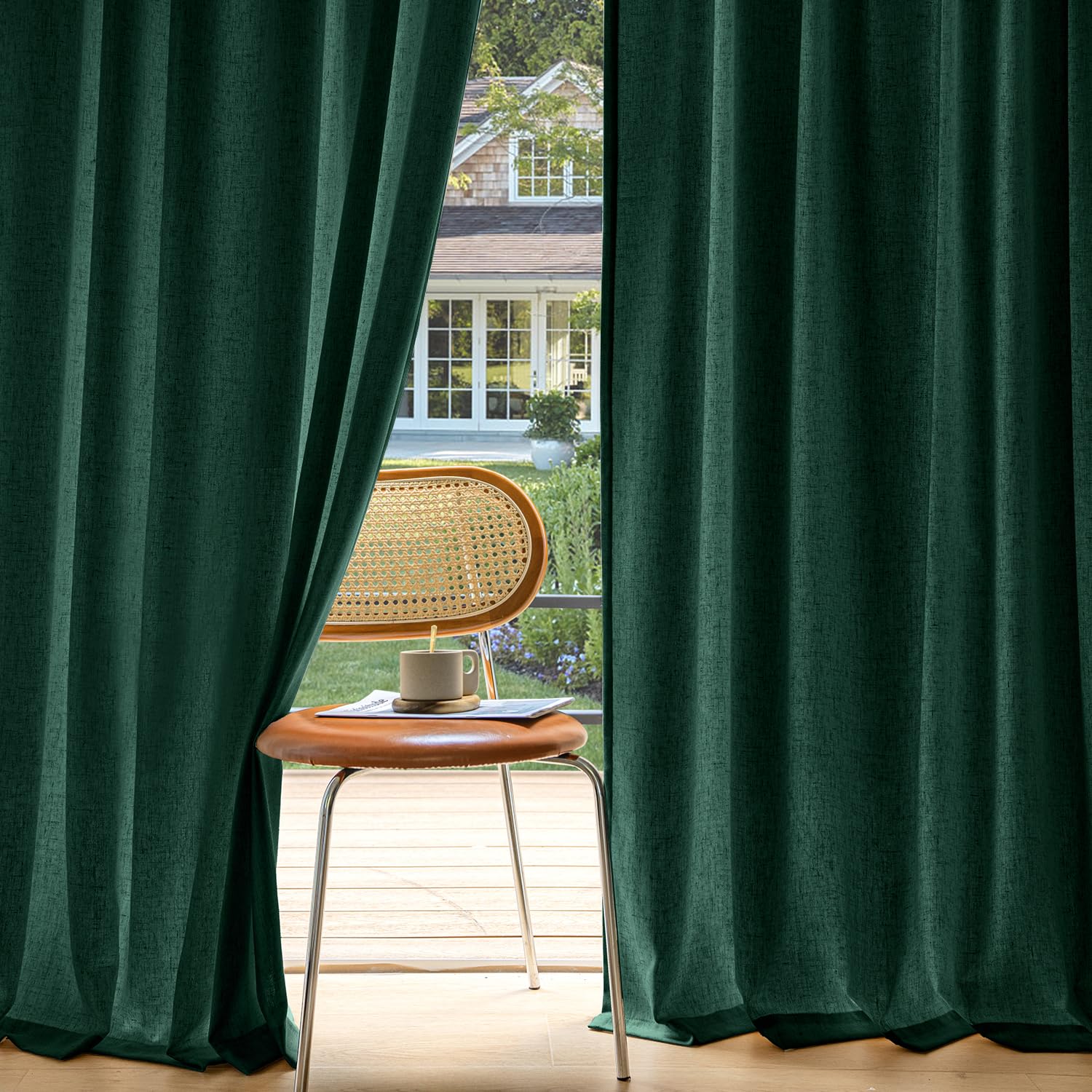 MIULEE Non-See-Through Privacy Linen Curtains 2 Panels, Christmas ...