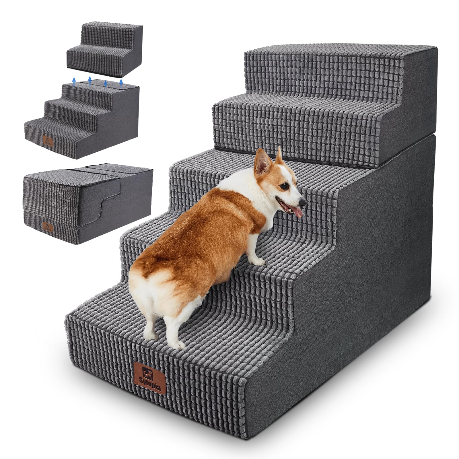 Pet Stairs Ramp for High Beds and Couch Steps for Dogs to Get on Bed 5 ...