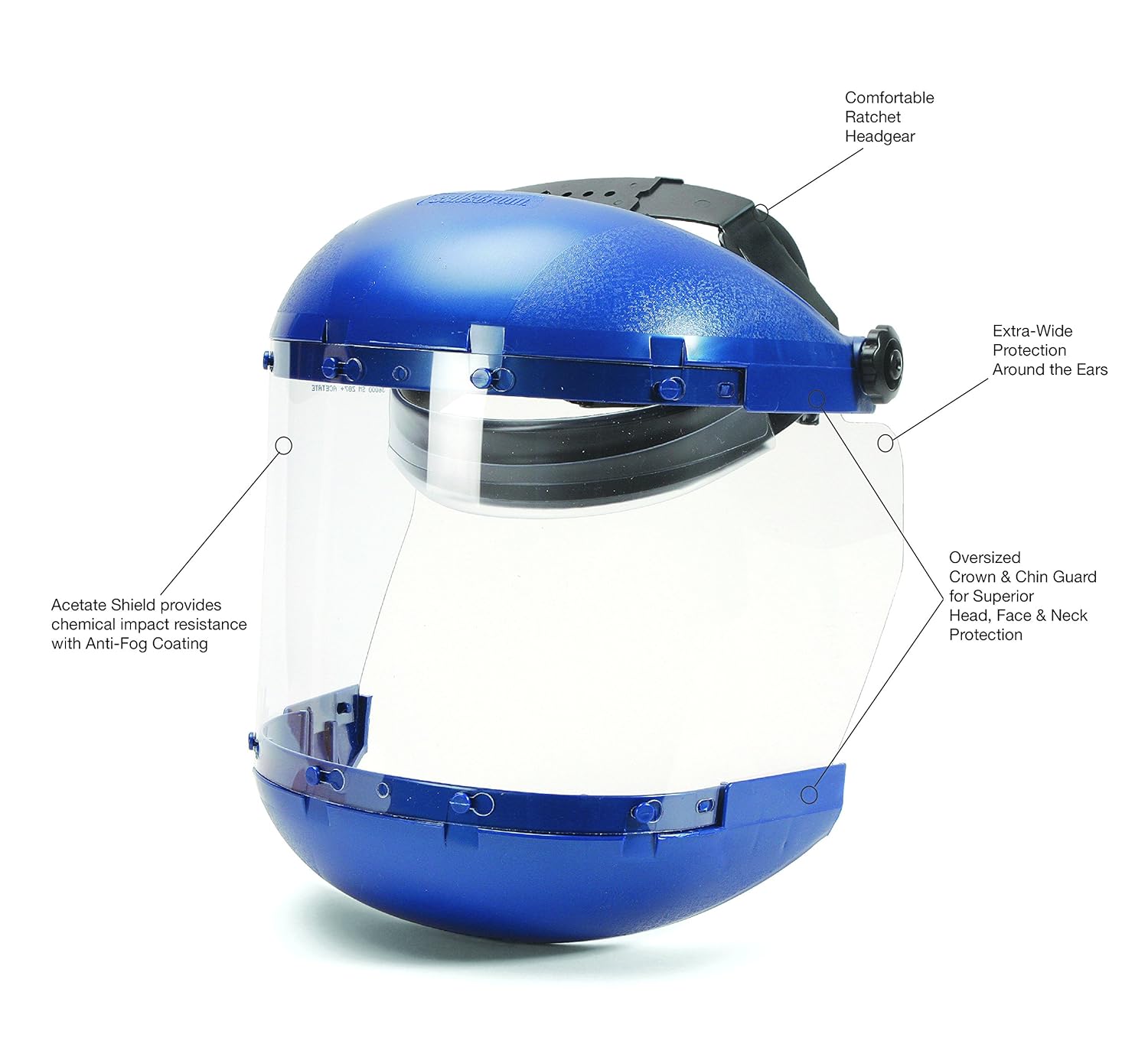 Sellstrom S38140 Blue Plastic Crown/Chin Guard and Clear Anti-Fog ...