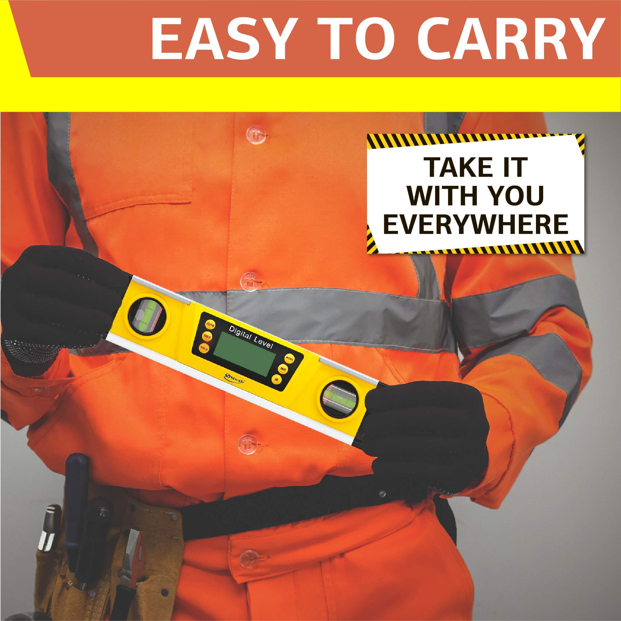 Shefio Digital Level - 10 Inch Torpedo Level And Protractor, Bright Lcd ...