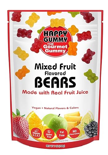 Happy Gummy Vegan Gummy Bears with Natural Fruit Juice, Contains ...