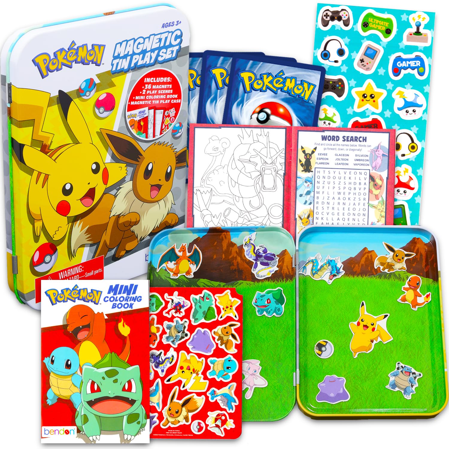 Pokemon Magnetic Play Set - 36 Piece Activity Kit with Coloring Book ...