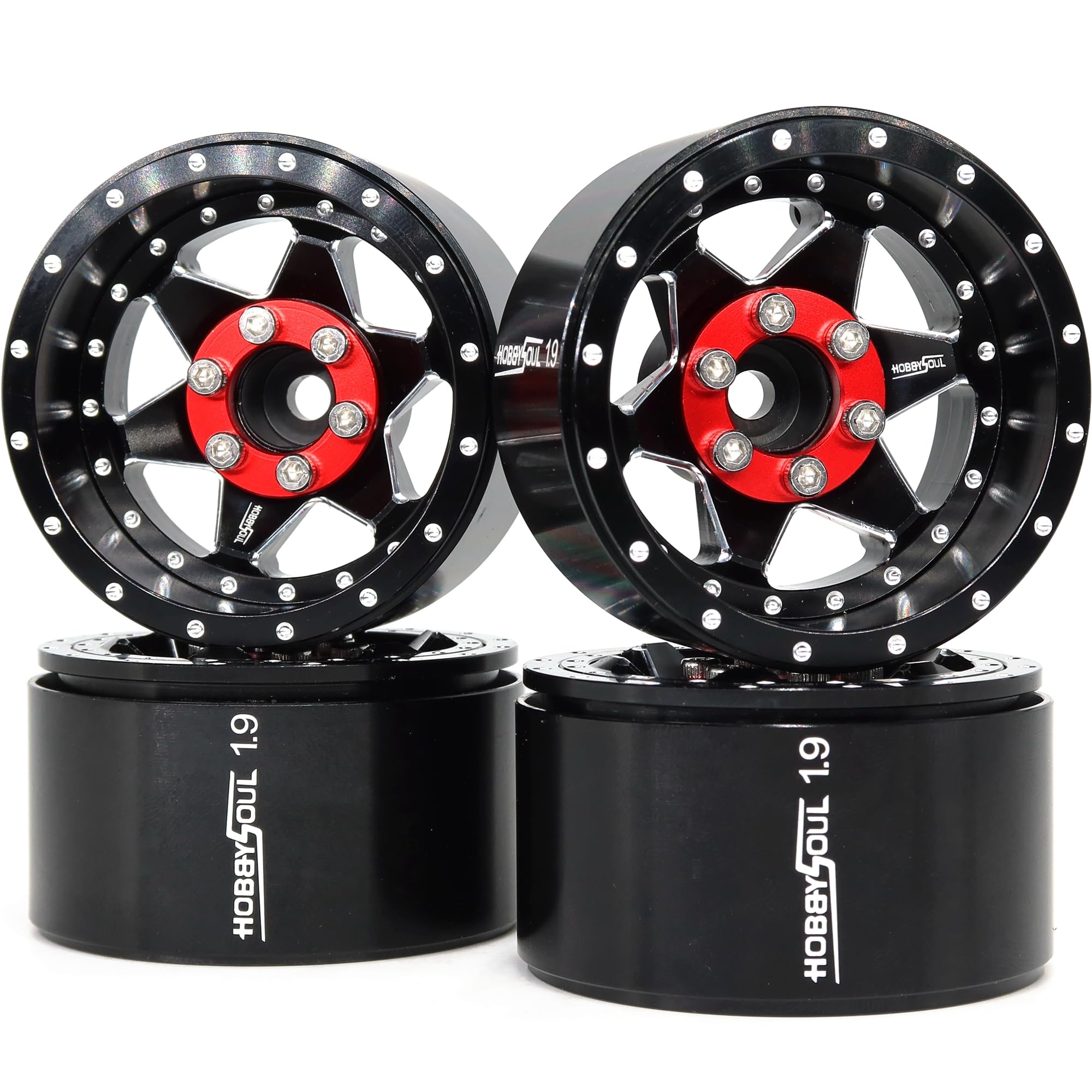 hobbysoul RC 1.9 Beadlock Wheels Adjustable 4 Negative Offsets Rims Hex ...
