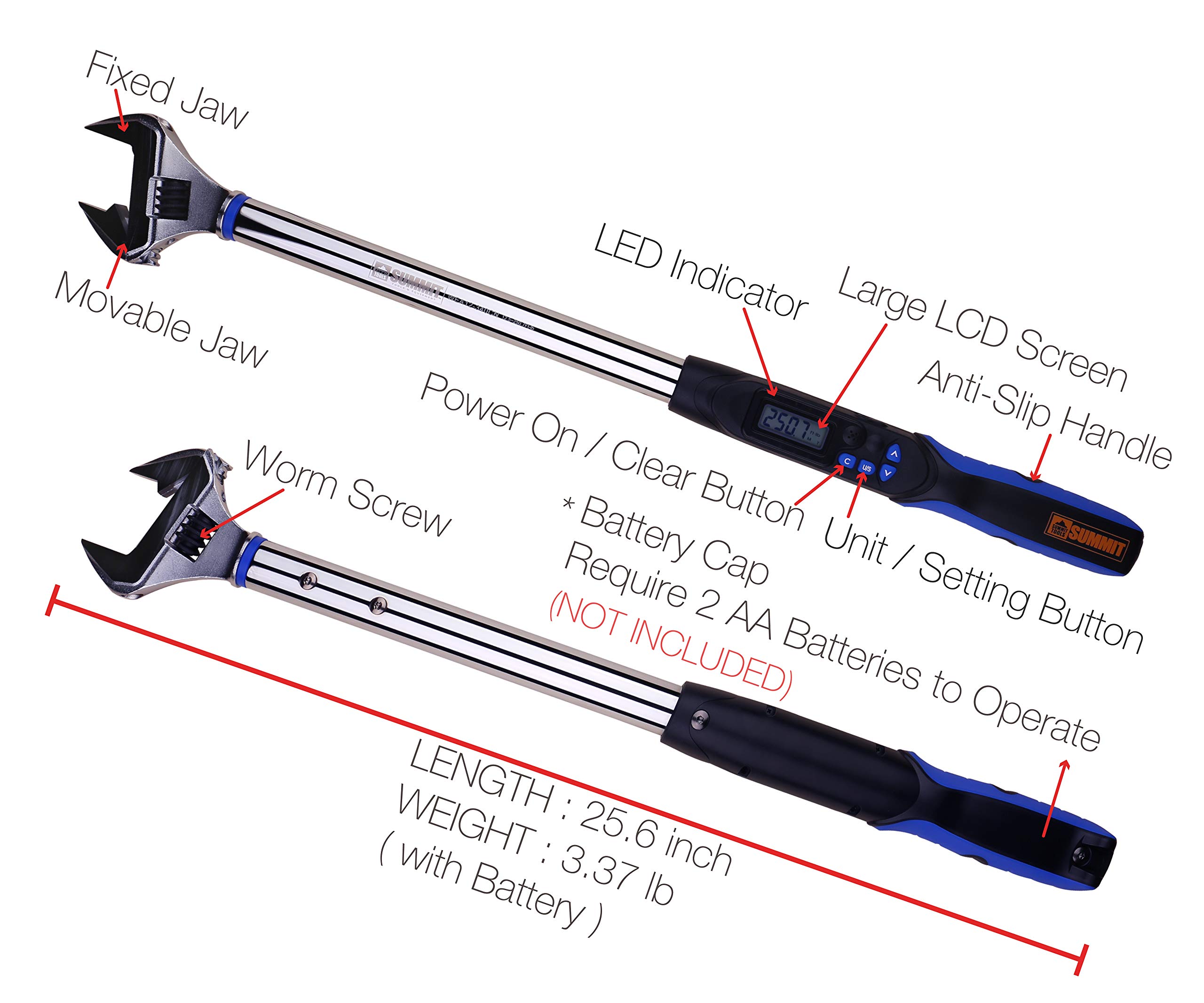 Mua Summit Tools Adjustable Digital Torque Wrench, 12.5 to 250.7 ft-lb ...
