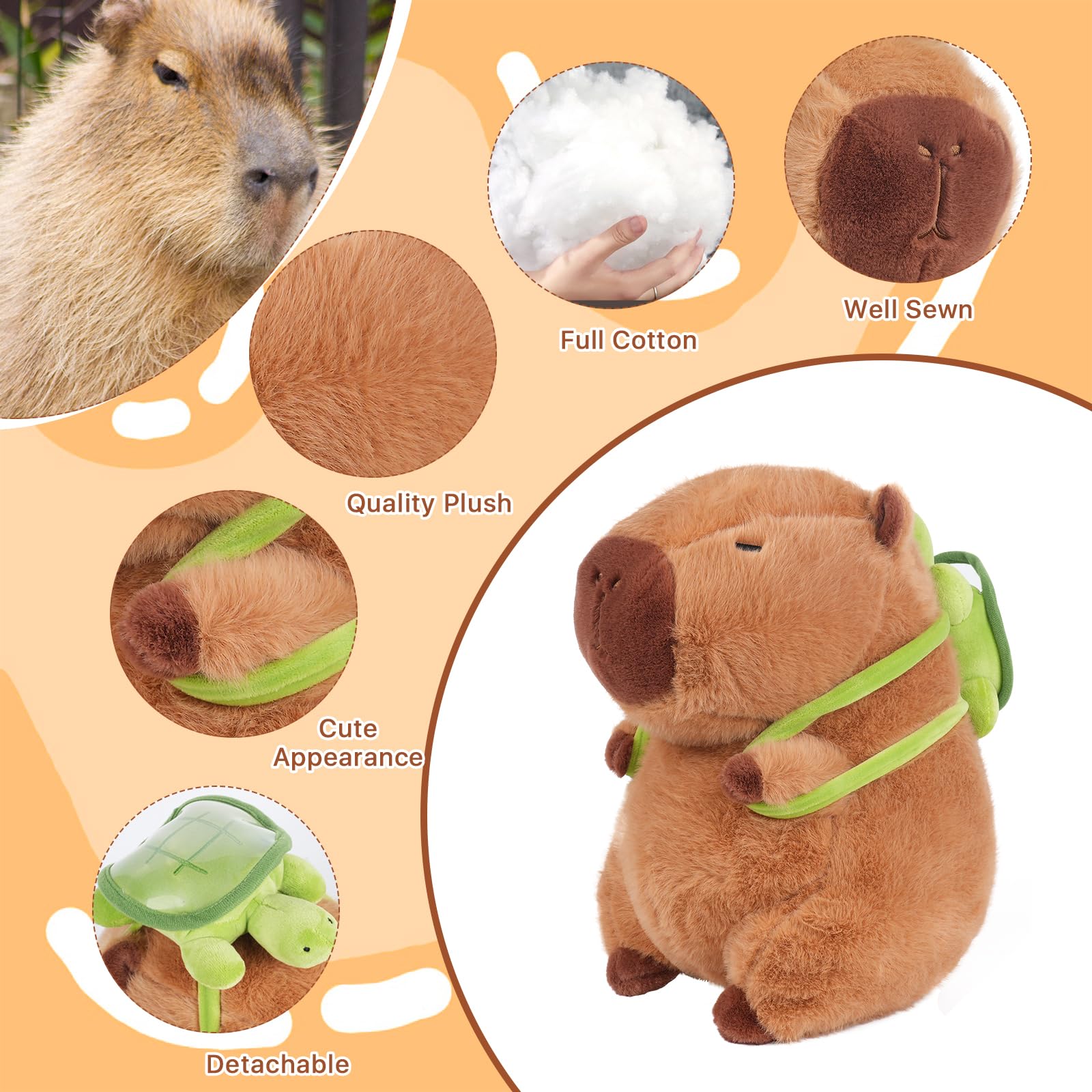Mua EASYLR 12inch Cute Capybara Plush with Turtle Backpack, Soft ...