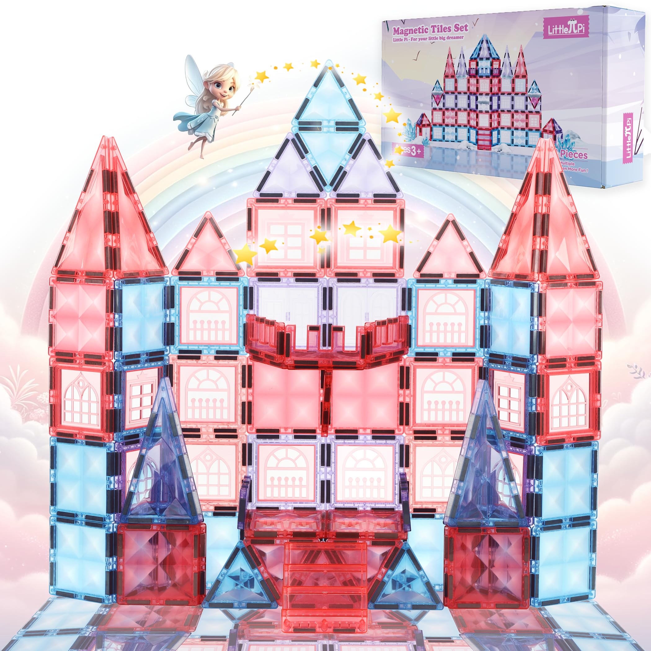 Little Pi Frozen Princess Castle Magnetic Tiles Building Blocks - 3D ...