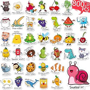 Amazon.com: 800 PCS Teacher Stickers for Students, Punny Reward ...