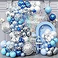 Amazon.com: Blue Balloon Arch kit, Blue and White Balloon Garland with 22 Inch Disco Ball ...
